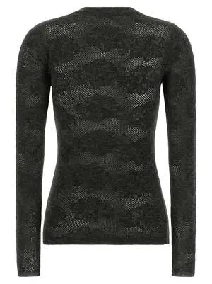 Brunello Cucinelli Flower Lace Knit Sweater - Gray