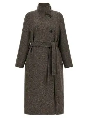 Brunello Cucinelli Long Sleeve Coat - Brown