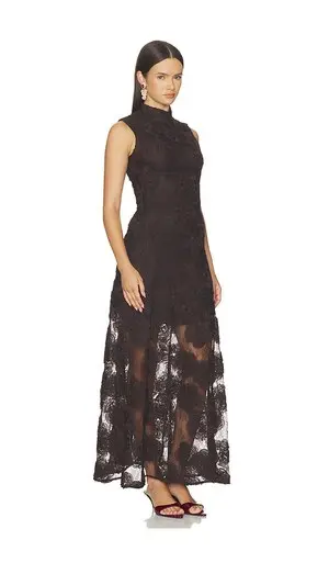 ROTATE BY BIRGER CHRISTENSEN 3d Flower Maxi Dress In Molï¿½ In Brown