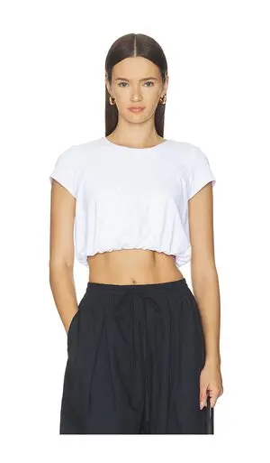 Susana Monaco Crew Blouson Top In White - Sugar