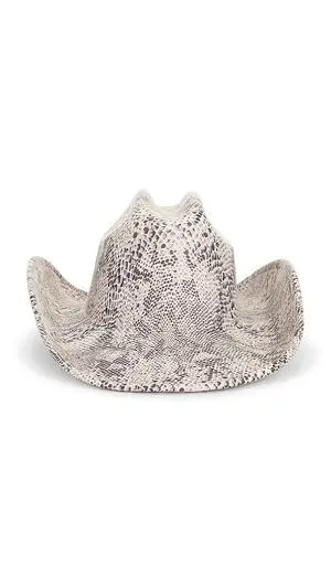 8 Other Reasons Midnight Rider Snakeskin Printed Cowboy Hat - Ivory