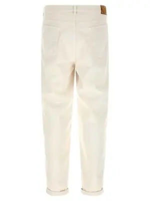Brunello Cucinelli Garment-dyed Relaxed Fit Jeans - White