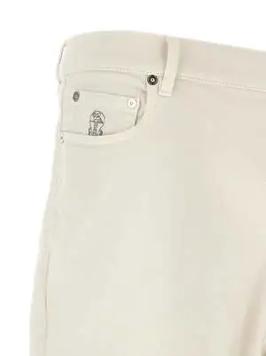 Brunello Cucinelli Garment-dyed Relaxed Fit Jeans - White