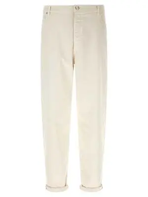 Brunello Cucinelli BRUNELLO CUCINELLI Garment-Dyed Relaxed Fit Jeans White