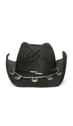 8 Other Reasons Woven Cowboy Hat With Decorative Beaded Band - Black
