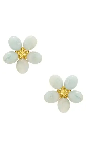 Brinker & Eliza Flower Earrings With Gold Plated Detail
