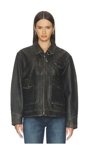 FOUND Distressed Leather Pocket Jacket