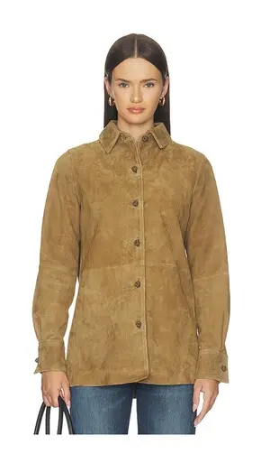 RÓHE Suede Pankou Overshirt In Brown
