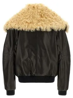 Attico Shearling Collar Bomber Jacket