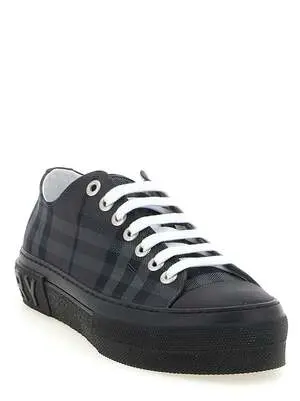 Burberry Check Print Low Top Sneakers - Gray