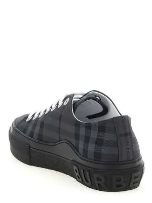 Burberry Check Print Low Top Sneakers - Gray