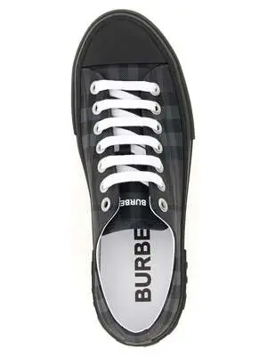 Burberry Check Print Low Top Sneakers - Gray