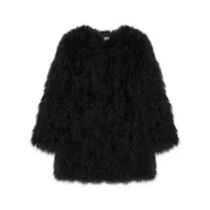 YVES SALOMON Turkey Feather Coat - Black