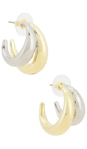 Baublebar Mixed Metal Double Hoop Earrings In Metallic ,red - Gold