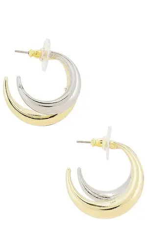 Baublebar Mixed Metal Double Hoop Earrings In Metallic ,red