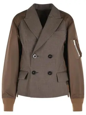 Sacai Wool Blend Blazer - Brown