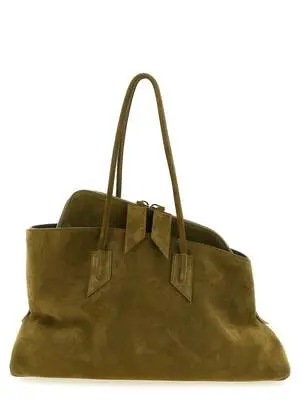 Attico La Passeggiata Medium Suede Shoulder Bag - Green