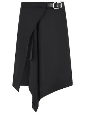 Attico Virgin Wool Midi Skirt - Black