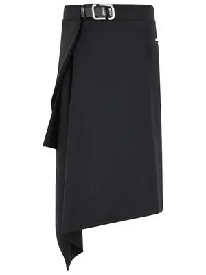Attico Virgin Wool Midi Skirt - Black