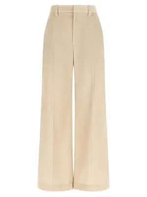 Brunello Cucinelli Ribbed Cotton Wide-leg Trousers - Cream