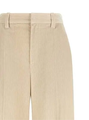 Brunello Cucinelli Ribbed Cotton Wide-leg Trousers - Cream