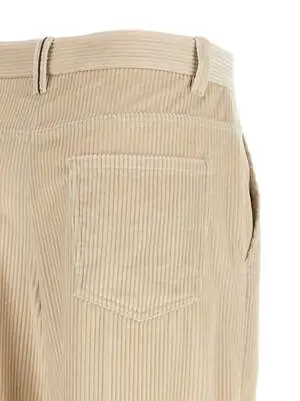 Brunello Cucinelli Ribbed Cotton Wide-leg Trousers - Cream