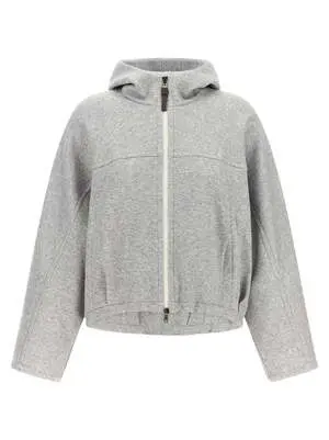 Brunello Cucinelli Shiny Zipper Pull' Cropped Hoodie