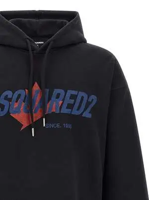 Dsquared2 Logo" Fleece Cotton Hoodie - Black