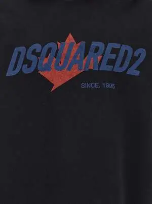 Dsquared2 Logo" Fleece Cotton Hoodie - Black