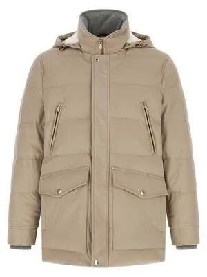 Brunello Cucinelli Quilted Parka With Hood - Cream