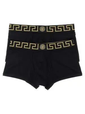 Versace 2-pack Boxer Trunk 'greca' Pattern - Black