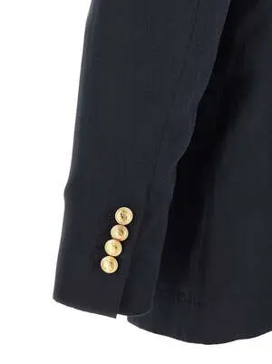 Brunello Cucinelli Silk Twill And Linen Délavé Blazer - Blue