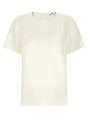 Max Mara Silk Crepe De Chine Blouse With Embroidered Monogram - White