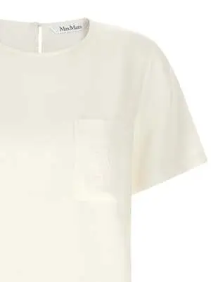 Max Mara Silk Crepe De Chine Blouse With Embroidered Monogram - White