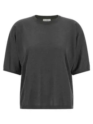 Brunello Cucinelli Sparkling Knit Sweater With Lamé Yarn - Gray