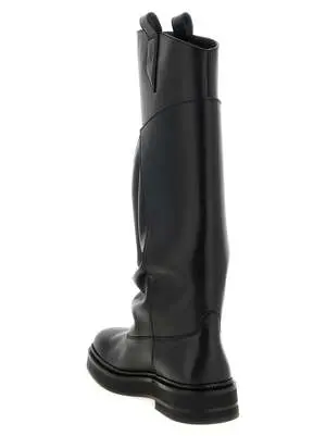 Attico Calf Leather Double-leg Boots - Black