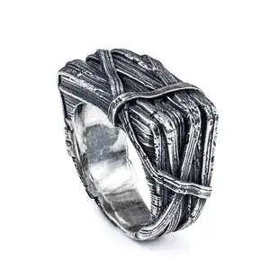 GERMAN KABIRSKI Vorrn Oxidized Ring With Wrapped Metal Design