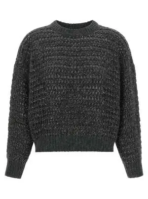 Brunello Cucinelli Dazzling Braids" Sweater - Gray