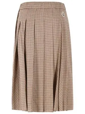 Moncler Midi' Skirt In Beige Virgin Wool Blend