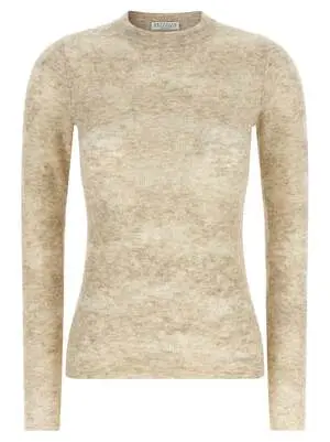 Brunello Cucinelli Flower Lace" Silk And Alpaca Blend Sweater - Cream