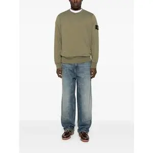 Stone Island Crew Neck Sweatshirt With Logo Patch