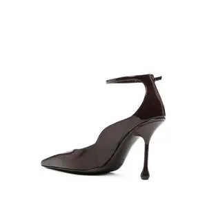 JIMMY CHOO Patent Leather Pointed Toe Ankle Strap Stilettos - Red