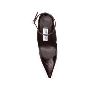 JIMMY CHOO Patent Leather Pointed Toe Ankle Strap Stilettos - Red
