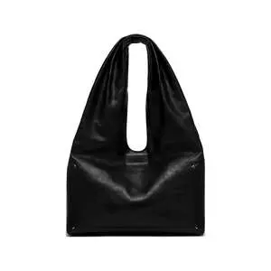 MAISON MARGIELA Leather Tote Bag With Paneling - Black