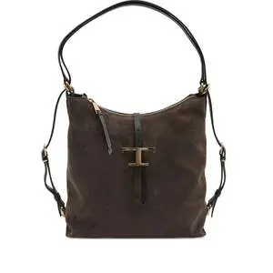 TOD'S Suede Shoulder Bag With Top Handle - Brown