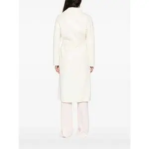 Max Mara Single-breasted Coat With Tie Belt - Cream