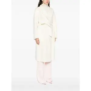 Max Mara Single-breasted Coat With Tie Belt - Cream