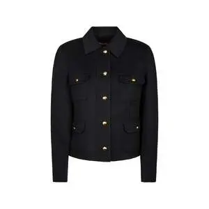 Max Mara Cropped Jacket With Gold-tone Hardware - Black