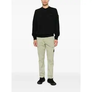 Stone Island Crew Neck Sweatshirt With Logo Patch - Black