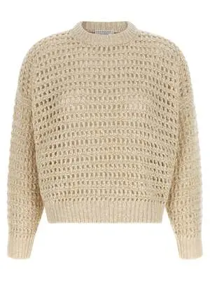 Brunello Cucinelli Dazzling Braids' Sweater - Cream